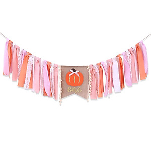 Pumpkin Highchair Banner for 1st Birthday - Little Pumpkin Banner, Pumpkin Birthday Party Decorations, Pink Orange First Birthday Banner, Baby Shower Decorations for Baby Girl