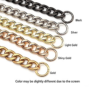 Xiazw DIY Heavy Chunky Aluminum Metal Purse Handle Bag Chains Charms Straps Replacement Handbag Accessories Decoration (Gold)