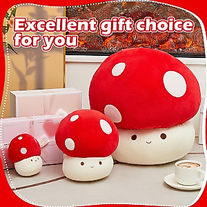 Shappy 3 Pcs Plush Mushroom Pillow Set 15.7" 9" 4.7" Cute Mushroom Stuffed Animal Mushroom Plushie Mushroom Plush Room Decor Gift for Christmas Birthday Bedroom Decor