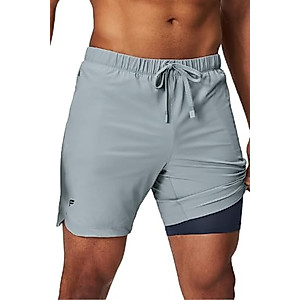 Fabletics Men's The One Short (Lined), Training, Swimming, Lightweight, Quick-Dry, Zip Pocket, Stretch Woven, 7" Inseam, XL, Shadow Grey