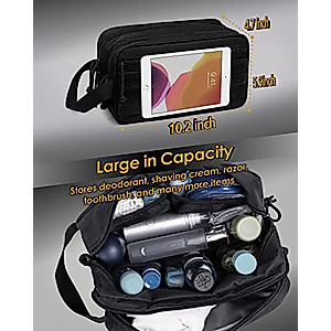 TACTICISM Toiletry Bag for Men - Dry Wet Separate Travel Toiletry Bag, Tactical Molle Dopp Kit for Men with Large Capacity, Water-Resistant Shaving Bag for Adult Women for Travel, Black