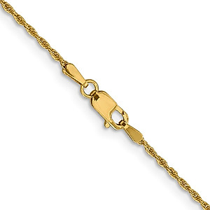 Diamond2Deal 14k Yellow Gold 1.3mm Loose Rope Chain Necklace