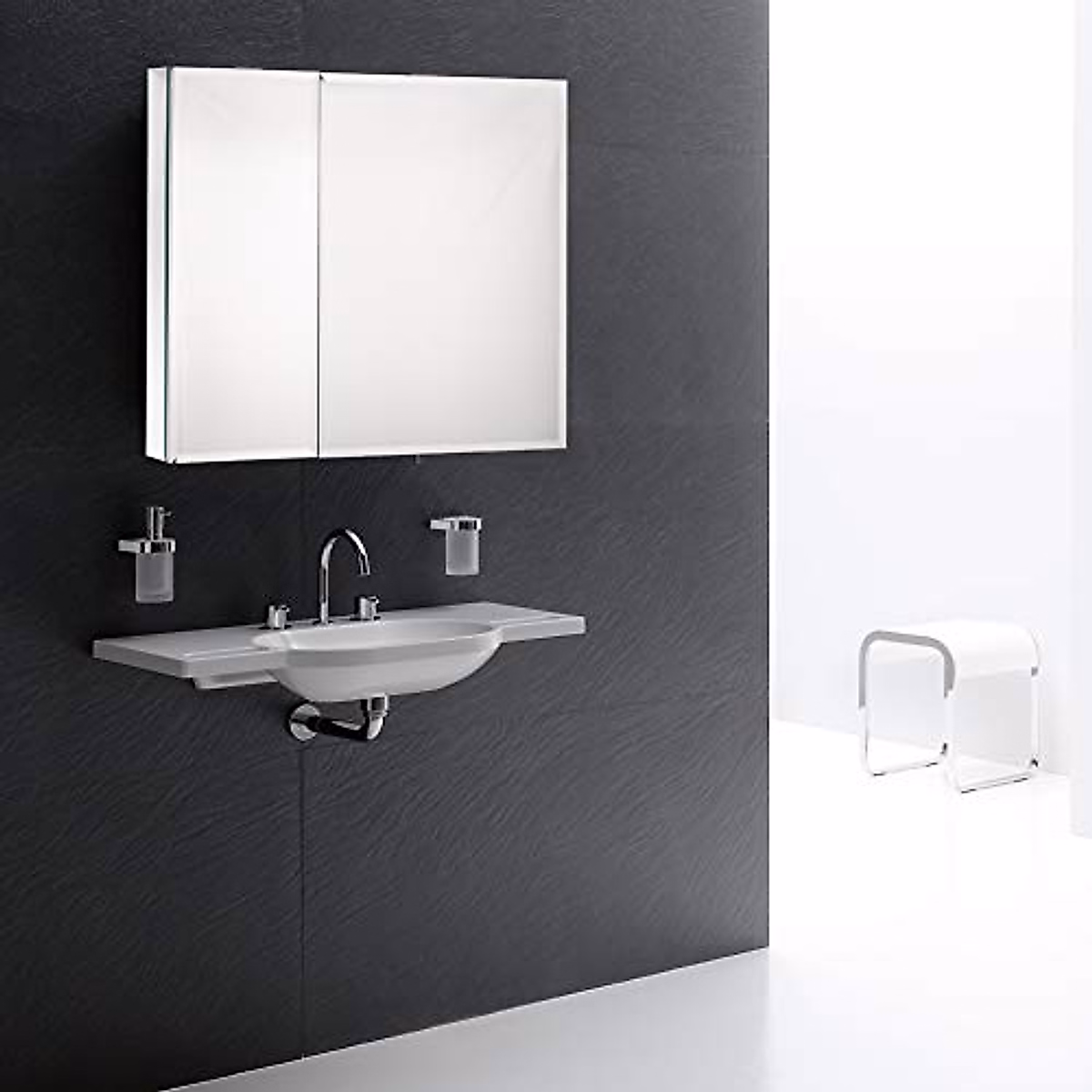 Movo Double Doors Medicine Cabinet with Mirror, 30 inch X 26 inch Aluminum Bathroom Medicine Cabinet, Adjustable Glass Shelves, Waterproof and Rust-Resist, Recess or Surface Mount Installation