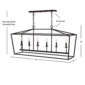 JONATHAN Y JYL7439A Pagoda Lantern Dimmable Adjustable Metal LED Pendant Classic Traditional Farmhouse Dining Room Living Room Kitchen Foyer Bedroom Hallway, 49 in, Oil Rubbed Bronze