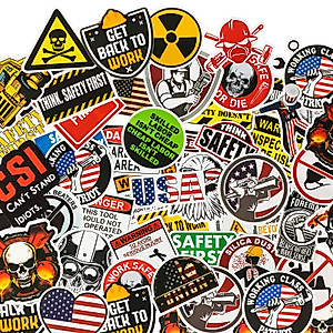 100 Pieces Hard Hat Stickers Funny Stickers for Tool Box Helmet Welding Construction Union Worker Lineman Oilfield Electrician, Make People Laugh at Work (Basic Style)