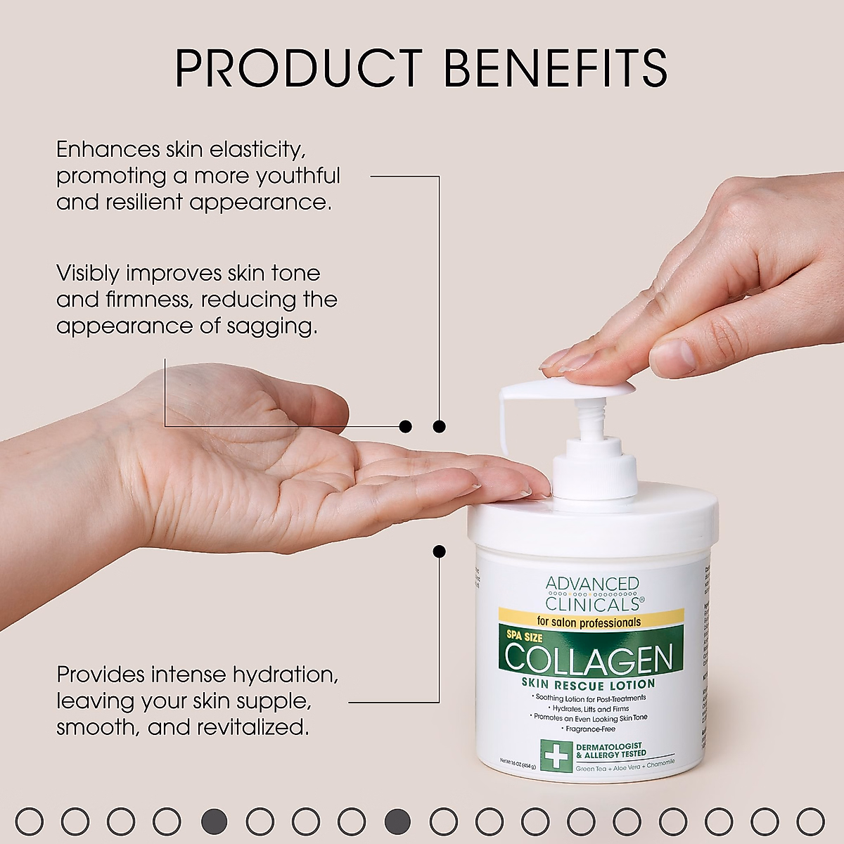 Advanced Clinicals Collagen Cream Moisturizer Body Lotion & Face Cream | Dry Skin Rescue Collagen Lotion | Skin Tightening Cream | Skin Firming + Tightening Lotion | Body Skin Care Products, 2-Pack