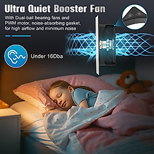 Feekoon Quiet Vent Fan Booster, 4" x 10" Smart Register Booster Fan with Fan Booster and Thermostat Control, AC Vent Booster Fan, Heating Cooling AC Vent, Increase Airstream from Registers (1 Pcs)