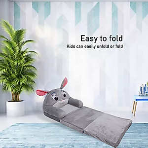 Estink Kids, Foldable Kids Couch Cute Cartoon Soft Children Folding Sofa Bed Play with Armrests Chair for Home Bedroom Playroom (3 Layers)