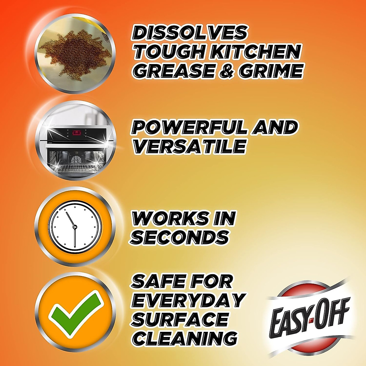 Easy Off Specialty Kitchen Degreaser Cleaner, Clear, Lemon, 16 Fl Oz