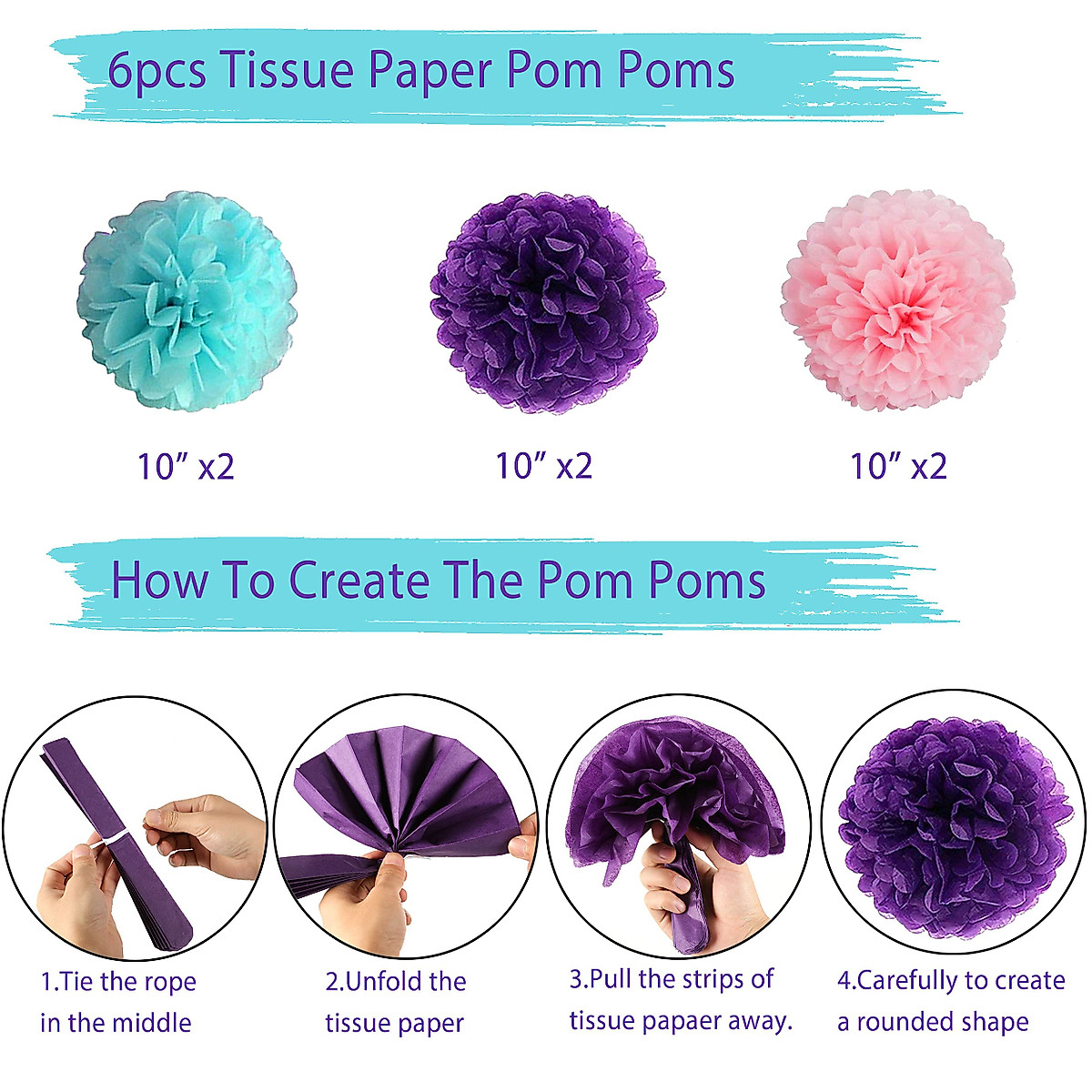 Mermaid Party Supplies Mermaid Birthday Party Decorations for Girl's Birthday Party and Baby Shower Party Decoration