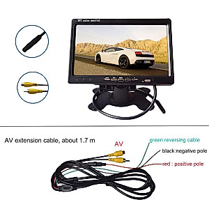 Vehicle On-Dash Backup Monitor, 7" Digital HD Car TFT LCD Color Screen Display with 2 Video Input for Rear View Camera(800x 480)