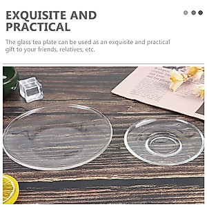 TOPBATHY 4Pcs Glass Saucers Tea Plates Clear Snack Plate Restaurant Dessert Plate Food Serving Dish for Coffee Tea Cups Snacks Fruits 8.5x8.5cm