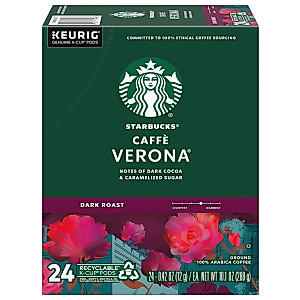 Starbucks Coffee K-Cup Pods, Caffè Verona, Dark Roast Coffee, Notes of Dark Cocoa & Caramelized Sugar, Keurig Genuine K-Cup Pods, 24 CT K-Cups/Box (Pack of 2 Boxes)