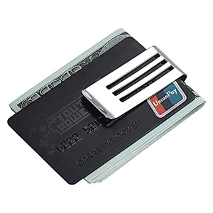 7-Star Stainless Steel 4 Pack Silver Money Clip , Credit Card Business Card Holder , Minimalist Front Pocket Hollow Wallet , Solid Small Thin Luxury for Men Cash Moneyclip , Slim Metal Clips Wallet