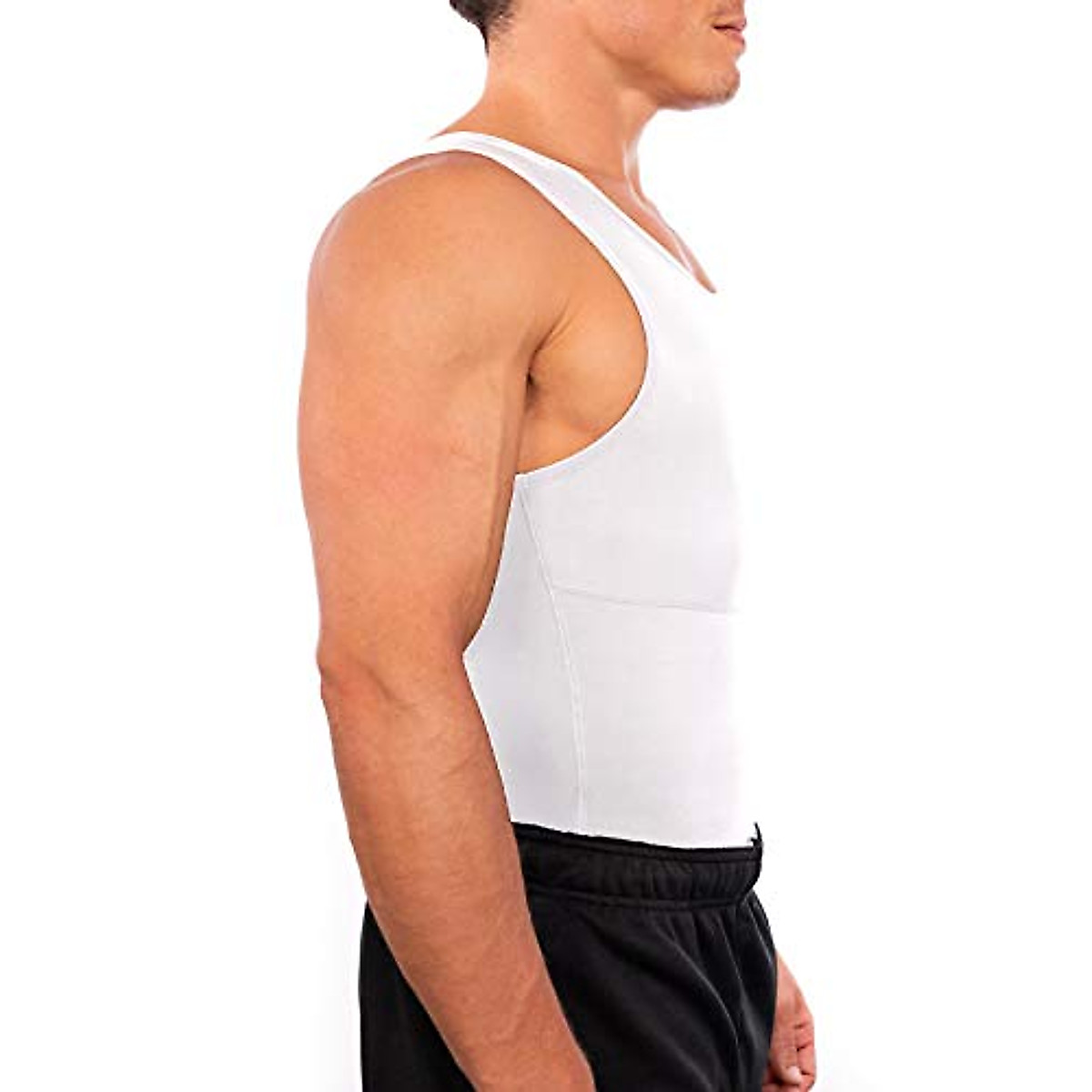 Esteem Apparel New Mens Compression Shirt Slimming Body Shapewear Undershirt (White, Large)