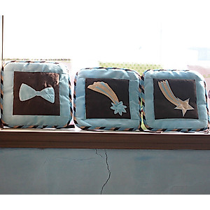 CribMATE Brown Blue Teddy Bear Nursery Crib Bedding Set Star Moon Themed Baby Boy Cot Set