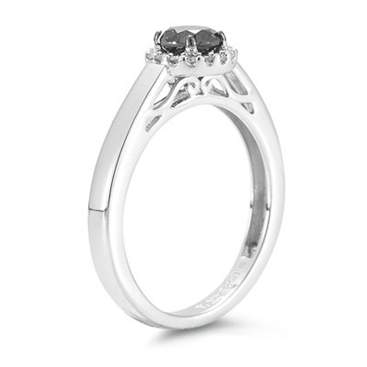 Vogati 0.60 Cts Black & White Diamond Ring in Silver - Valentine's Day Sale