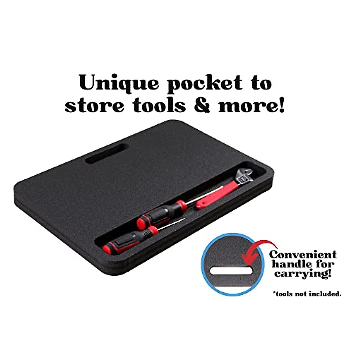 Polar Whale 2 Portable Knee Cushions with Tool Pocket for Home Garden Work Automotive Workshop and More Durable Thick Comfortable High Density Waterproof Black Foam 15 x 10 Inches Kneeling Pad