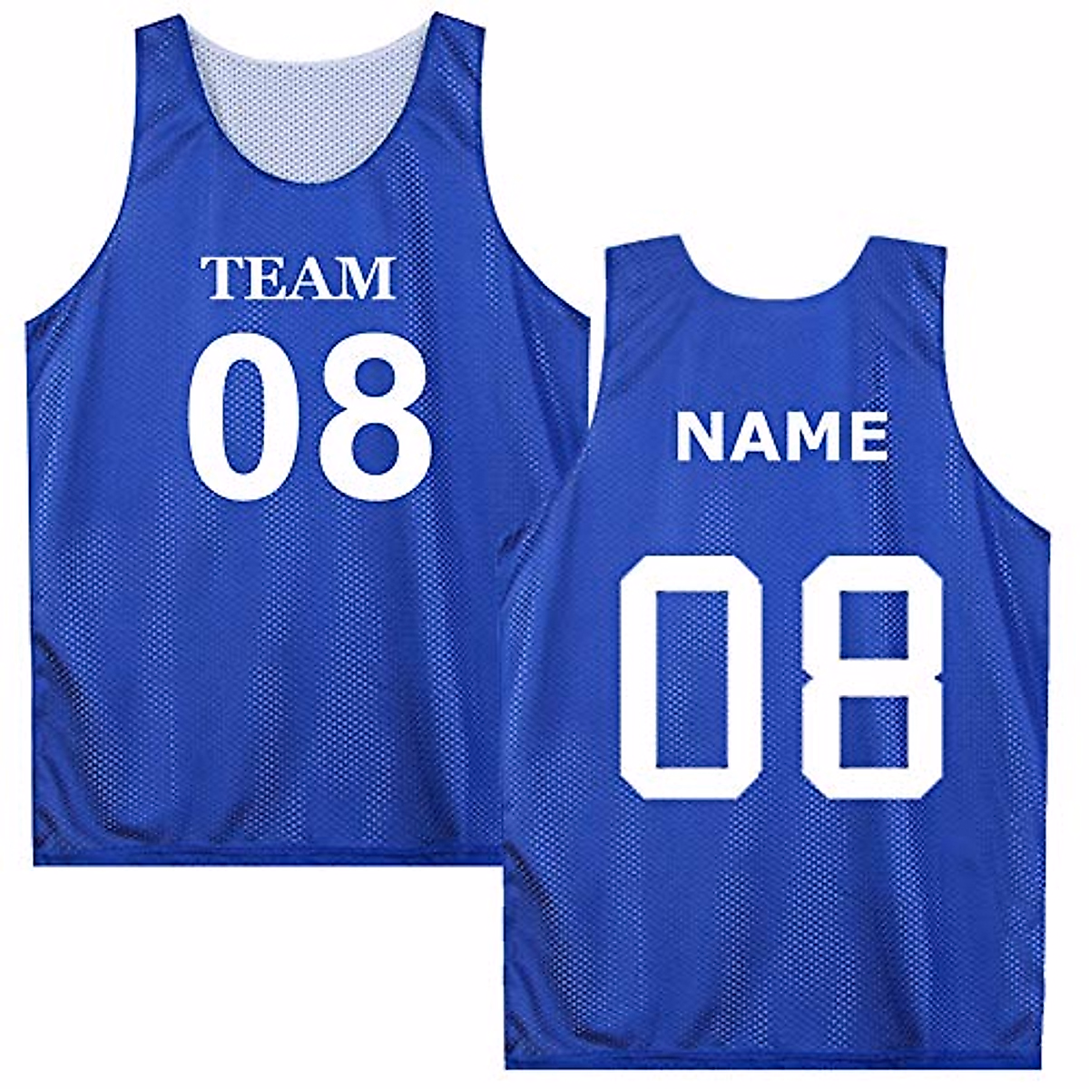 TOPTIE Custom Reversible Basketball Jersey (Double Sides Name/Number) Mesh Tank Top Scrimmage Jersey-Blue/White-L