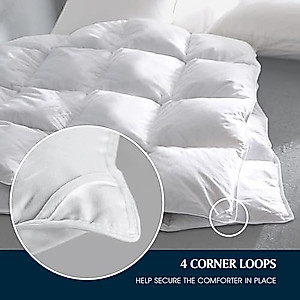 Serta White Goose Feather and White Goose Down Fiber Comforter Hotel Luxury Edition Hypoallergenic 100% Cotton, All Seasons Warmth King