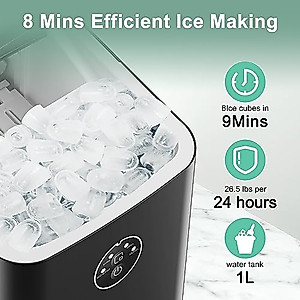 Ice Makers Countertop,Ice Maker Machine 9 Mins 8 Bullet Ice,26.5lbs/24Hrs,Portable Ice Maker Machine with Self-Cleaning,Ice Scoop&Basket,for Home/Kitchen/Office/Party/RV