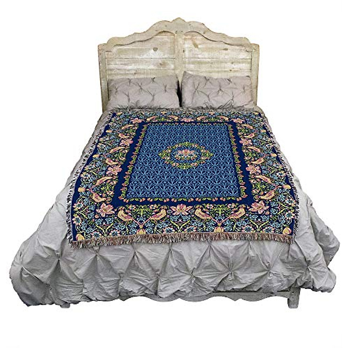 Pure Country Weavers William Morris Strawberry Thief Border Blanket - Arts & Crafts - Gift Tapestry Throw Woven from Cotton - Made in The USA (72x54)