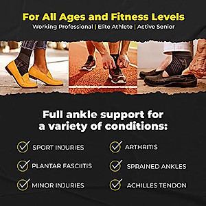 Ankle Brace for Women and Men - Adjustable Strap for Arch Support - Plantar Fasciitis Brace for Sprained Ankle Achilles Tendonitis Pain and Injured Foot - Breathable Copper Infused Nylon (X-Large)