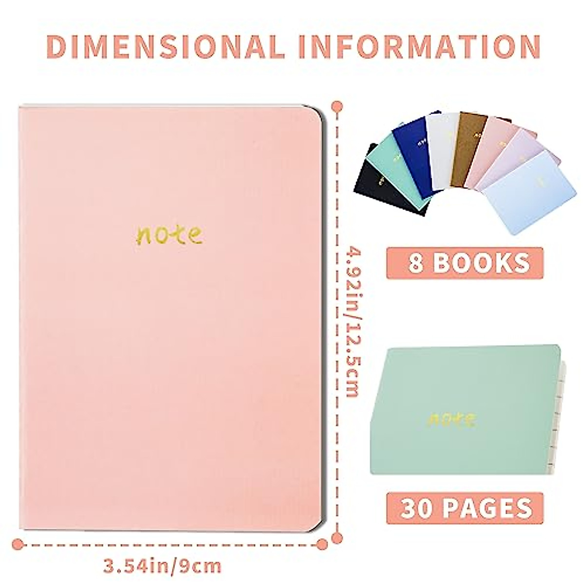 Iridipity 8 Pack Small Notebook Pocket Notebook Small notepad Mini notebooks 3.5x5 inches stationary supplies for work,travel,adults (8)