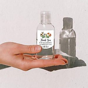 Hand Sanitizer Labels Thank You for Showering Our Little One with Love Stickers, Baby Shower Favor Stickers, Safari Baby Shower Party Favors., Green, 1.26 inch x 1.39 inch