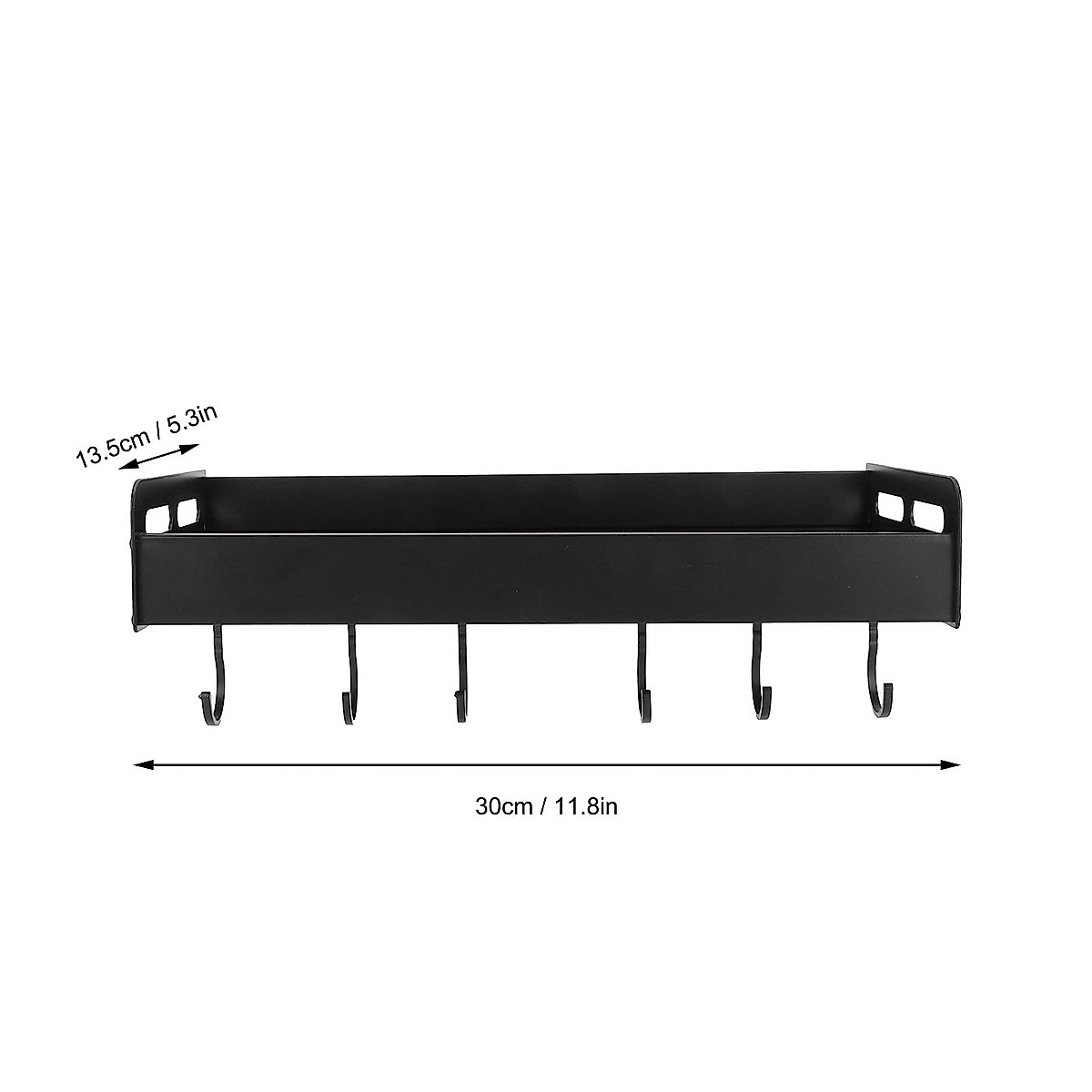 Hanging Pot Rack, Wall Mounted Pan Holder with 6 Hooks, Heavy Duty Dish Rack Cookware Organizer, Kitchen Storage Shelf for Utensils