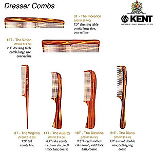 Kent 10T Large Wide Tooth Comb - Rake Comb Hair Detangler / Wide Tooth Comb for Curly Hair - Beard Combs/Hair Comb Hair Care Detangling Comb - Hair Comb for Men Hair Supplies - Natural Hair Comb Set