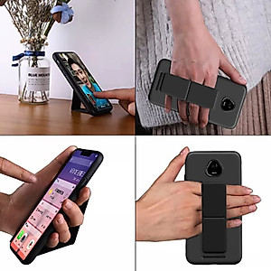 Case for SCHOK Volt SV55 SV55216 Phone Case,Stand Case with Tempered Glass Screen Protector Hide Telescopic Kickstand Shockproof Protective Cover TPU Silicone Case for SCHOK Volt SV55 SV55216 (Black)