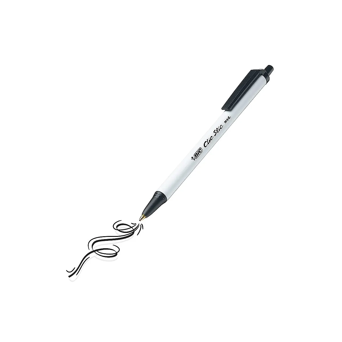 BIC Clic Stic Black Retractable Ballpoint Pens, Medium Point (1.0mm), 24-Count Pack, Round Barrel Design for Comfortable Writing