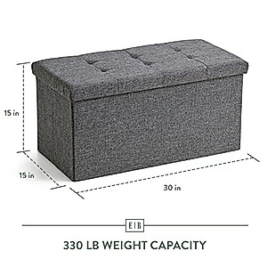 Edenbrook 30 Inch Rectangle Storage Ottoman - Buttonless Tufted Ottoman -Foot Rest-Holds 330 lbs, Grey