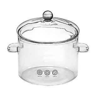 LIDSCURA 1.5L/50 FL OZ Glass Saucepan with Cover, Heat-resistant Glass Stovetop Pot and Pan with Lid, The Best Handmade Glass Cookware Set Cooktop Safe for Pasta Noodle, Soup, Milk