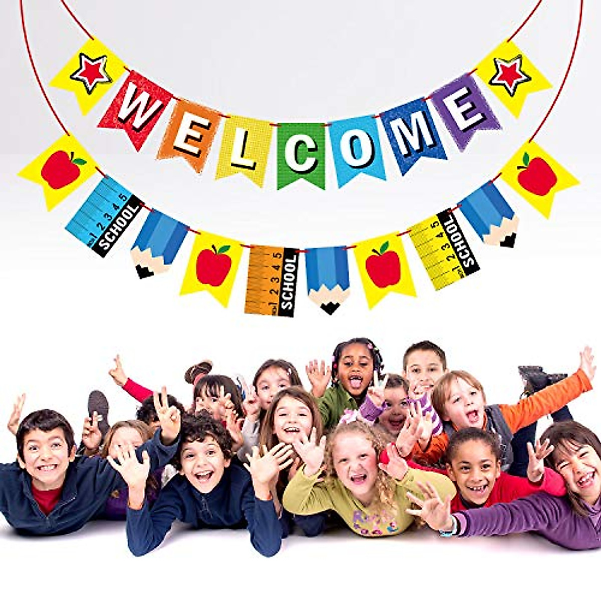 Welcome Banner for Party Supplies First Day of School Banner School Theme Party Decorations for Students and Teachers