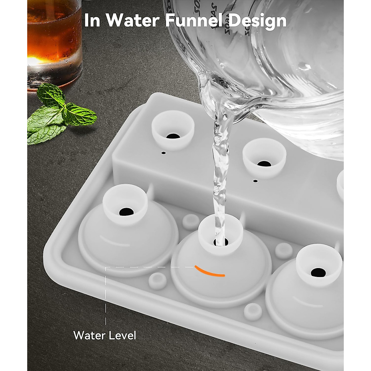 Ice Cube Tray with Lid, Silicone Ice Molds with Round, Square, Diamond, Rose, Large Ice Cube Mold for Whiskey, Bourbon, Cocktails, Easy Release BPA Free, Set of 2