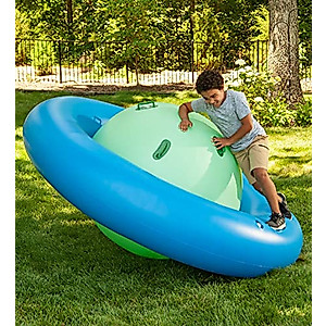 HearthSong Rock with It – Giant 8-Foot Inflatable Dome Rocker Bouncer – Fun Outdoor Game for Kids – Roll and Play Seesaw Rocker with 6 Handles – Child’s Backyard Toy