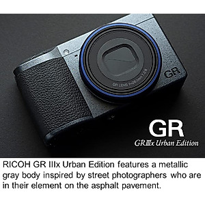 Ricoh GR IIIx Urban Edition, Metallic Gray Body with Navy Blue Ring, Digital Compact Camera with 24MP APS-C Size CMOS Sensor, 40mmF2.8 GR Lens (in The 35mm Format)