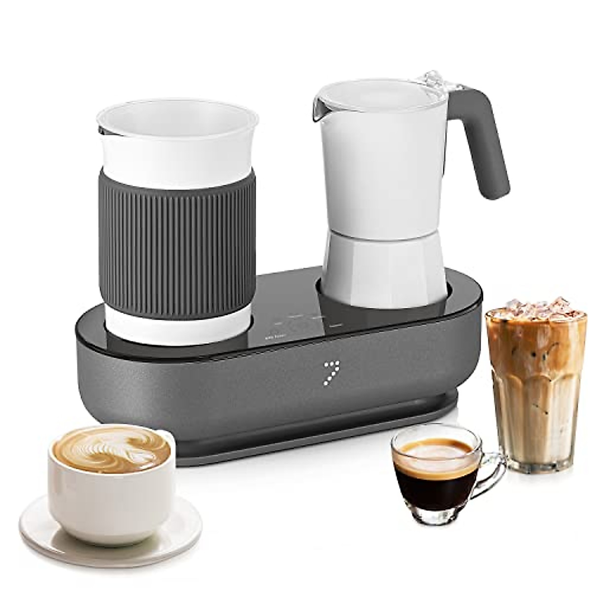 SEVEN&ME Espresso Coffee Machines with Milk Frother Coffee Maker with One-Click Operation, Cappuccino Machine and Latte Machine 60ml Single Serve Barista-Quality Expresso Coffee Machines at Home