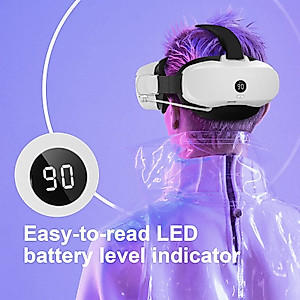 VirtualBuff Elite Strap with 8000mAh Battery Pack for Oculus Quest 2 VR Headset Accessories, Doubled Playtime and Enhanced Comfort, Fast Charging, LED Battery Level Indicator