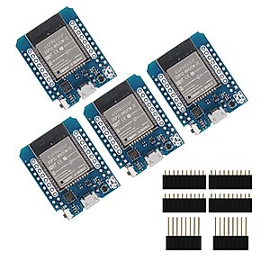 AITRIP 4pcs D1 Mini NodeMCU ESP32 ESP-WROOM-32 WLAN WiFi Bluetooth Development Board 5V Compatible with Arduino
