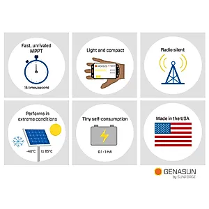 Genasun GV-10-Pb-12V, 10.5 A MPPT Solar Charge Controller for 12V-Nominal Lead Acid Battery