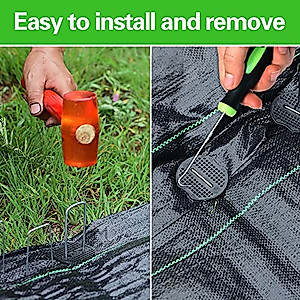 Bakulyor 200Pcs Landscape Staples + 200Pcs Gasket, 6 Inch Garden Stakes Staples 11 Gauge U Shaped Galvanized Lawn Landscape Pins, Heavy Duty Yard Ground Pin for Weed Barrier Sod Fabric Decorations