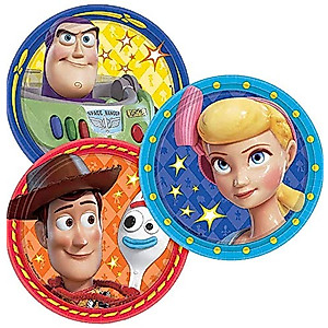 amscan Toy Story 4" Assorted Round Party Paper Plates 7" | 24 Count