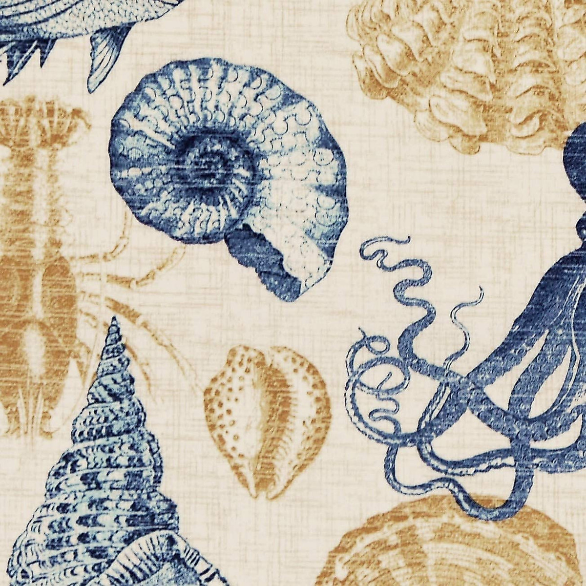 RSH DECOR: Tufted U-Shape Wicker Seat Cushions Set of 2 | 19” x 19” | All-Weather Spun Fabric | Water-Resistant | Outdoor Chair Cushions for Patio Furniture | Blue Tan Crab