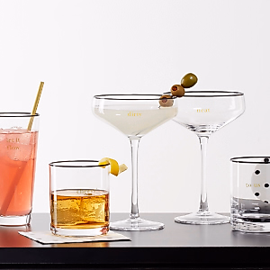 Kate Spade New York Cheers to Us Dirty & Neat Martini Glasses, 0.88, Clear