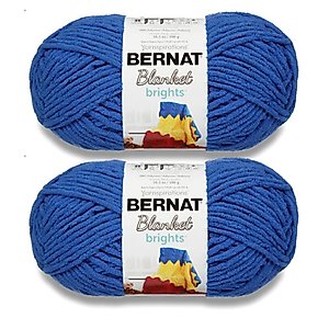 Bernat Blanket Brights Royal Blue Yarn - 2 Pack of 300g/10.5oz - Polyester - 6 Super Bulky - 220 Yards - Knitting/Crochet