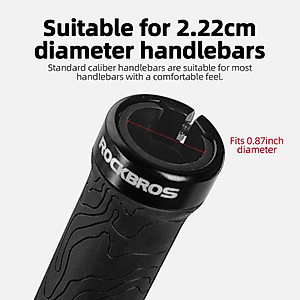 ROCKBROS Bike Handlebar Grips Double Lock-on Bicycle Handle Bar Grips Non-Slip Rubber Hand Grip for Road Urban Foldable Bike MTB BMX Scooter Black