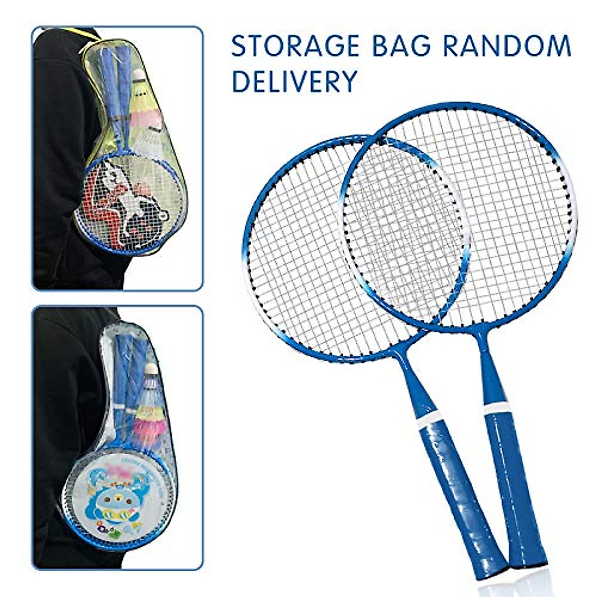 TINTON LIFE 1 Pair Badminton Racket for Children Indoor/Outdoor Sport Game(Blue)
